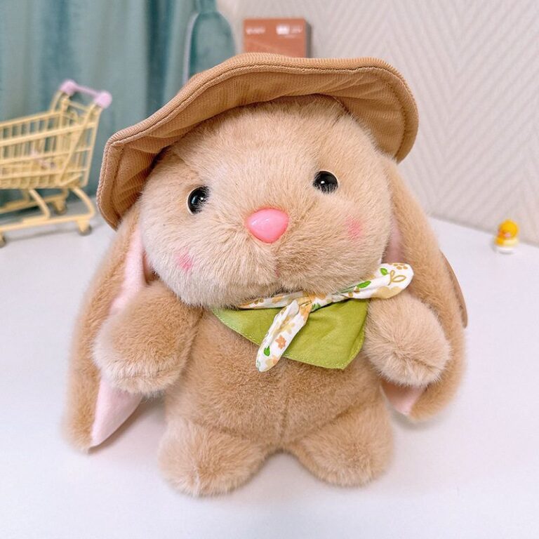 Custom Stuffed Rabbit with Hat – Cute Pudding Bunny Plush Toy for Claw ...